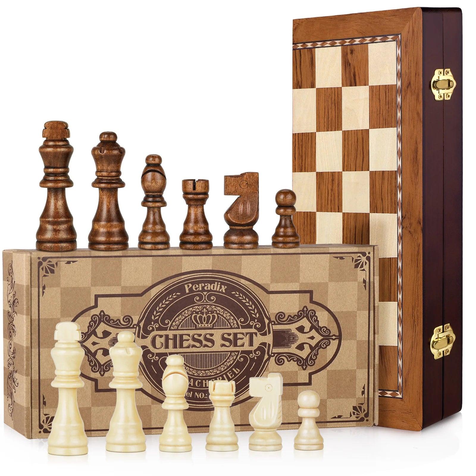 35*35*3cm Magnetic Large Wooden Timber Oak Chess Set – auloves