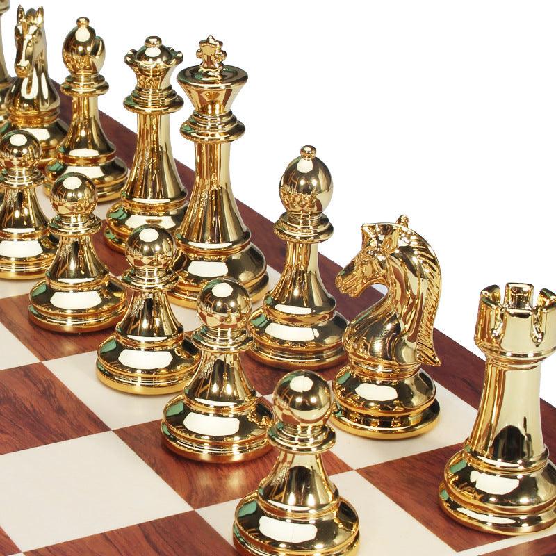 39*39*3.5cm Upscale Metal Chess Set Folding Chessboard Zinc Alloy Piec ...