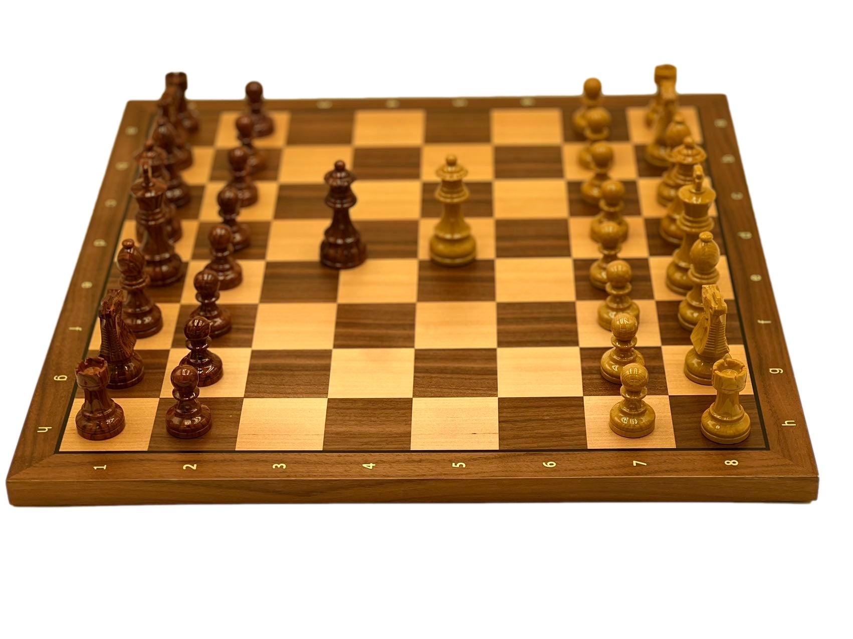 Deluxe 38*38*1.2cm Chess Set Walnut Wooden Timber Unfolding Board with ...