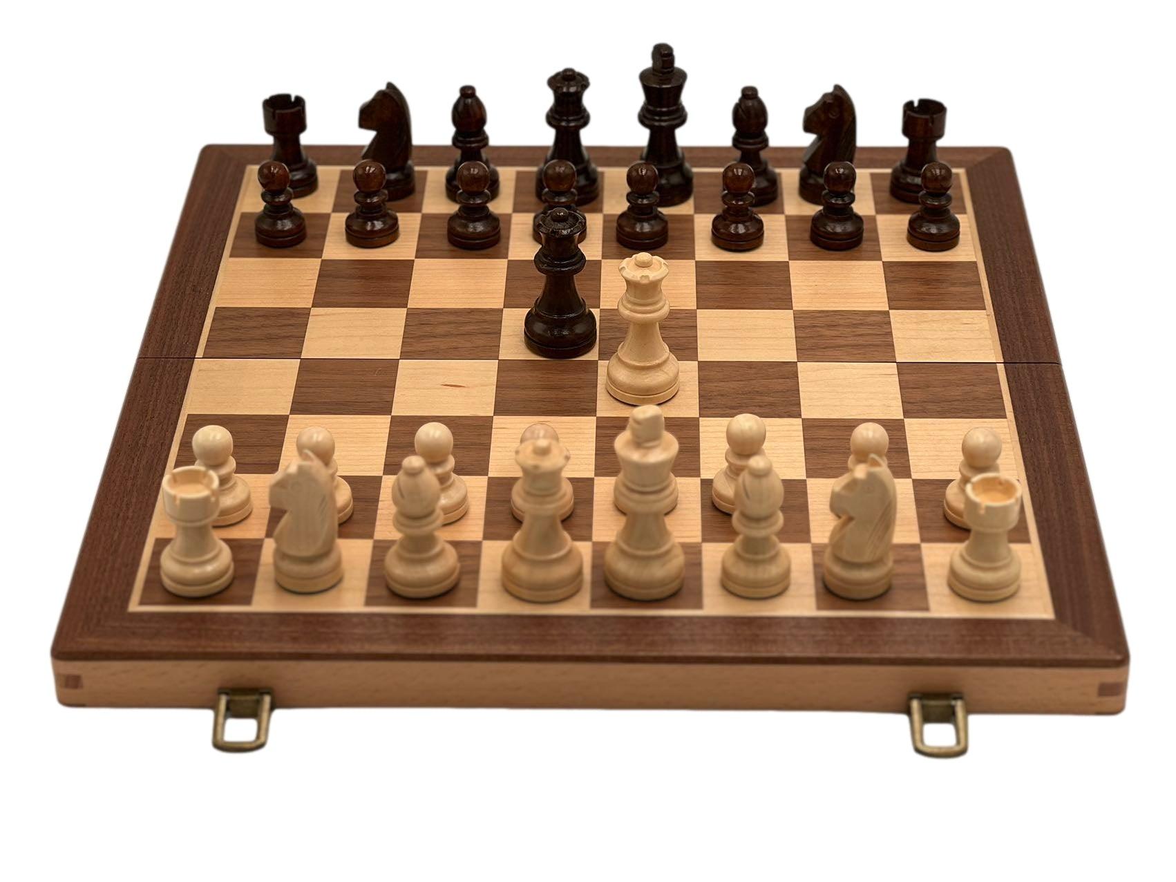 Deluxe 40*40cm Chess & Checker Set Beech Wooden Timber Folding Board ...