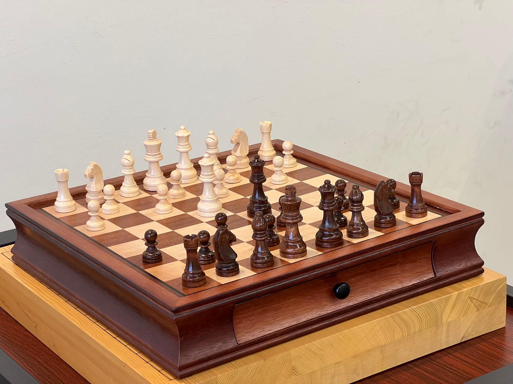 Deluxe Sapele 40*40cm Magnetic Chess Set Wooden Timber Drawer Design ...