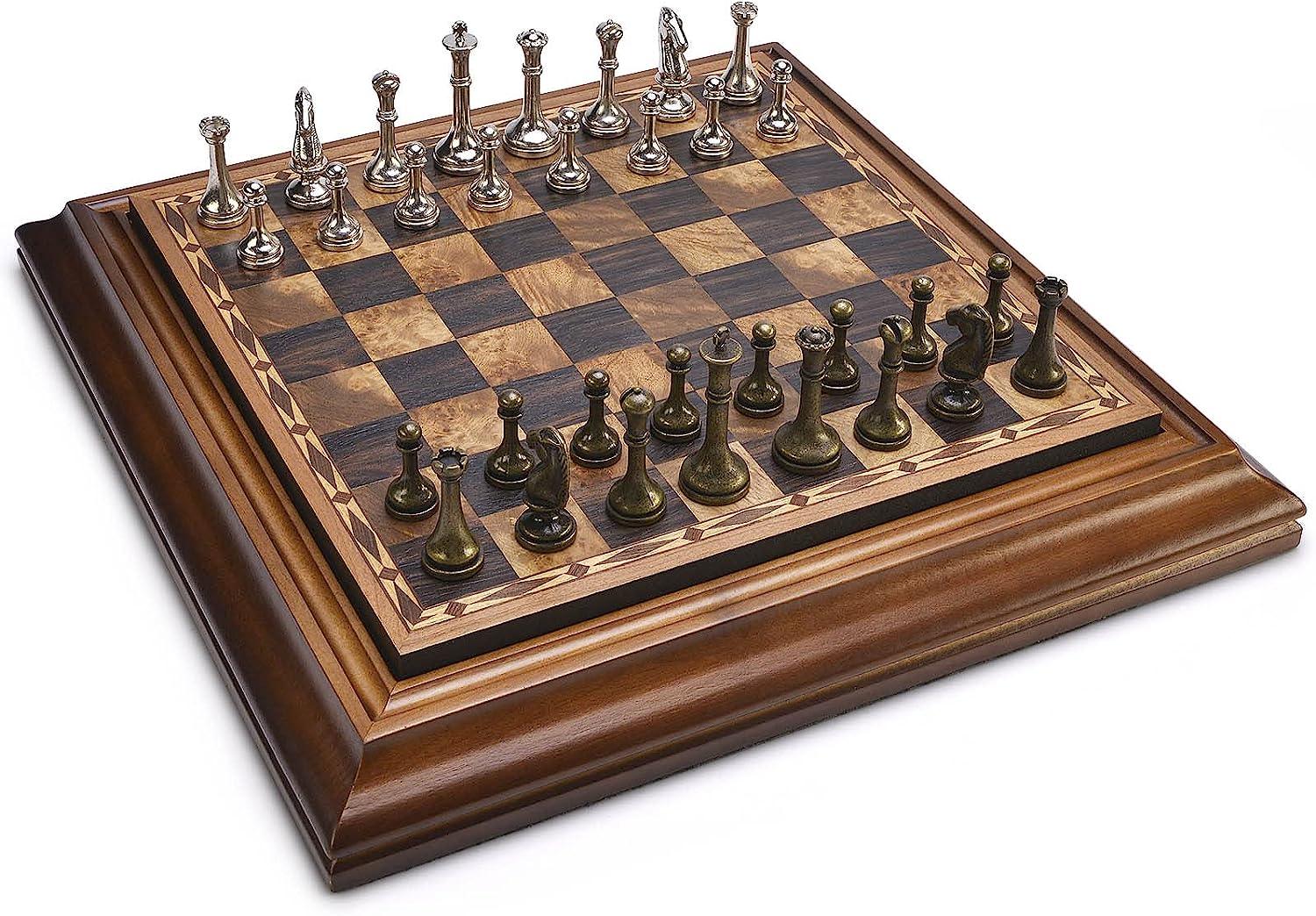 Metal Chess Set with Wooden Detachable 36*36*4.8cm Board – auloves