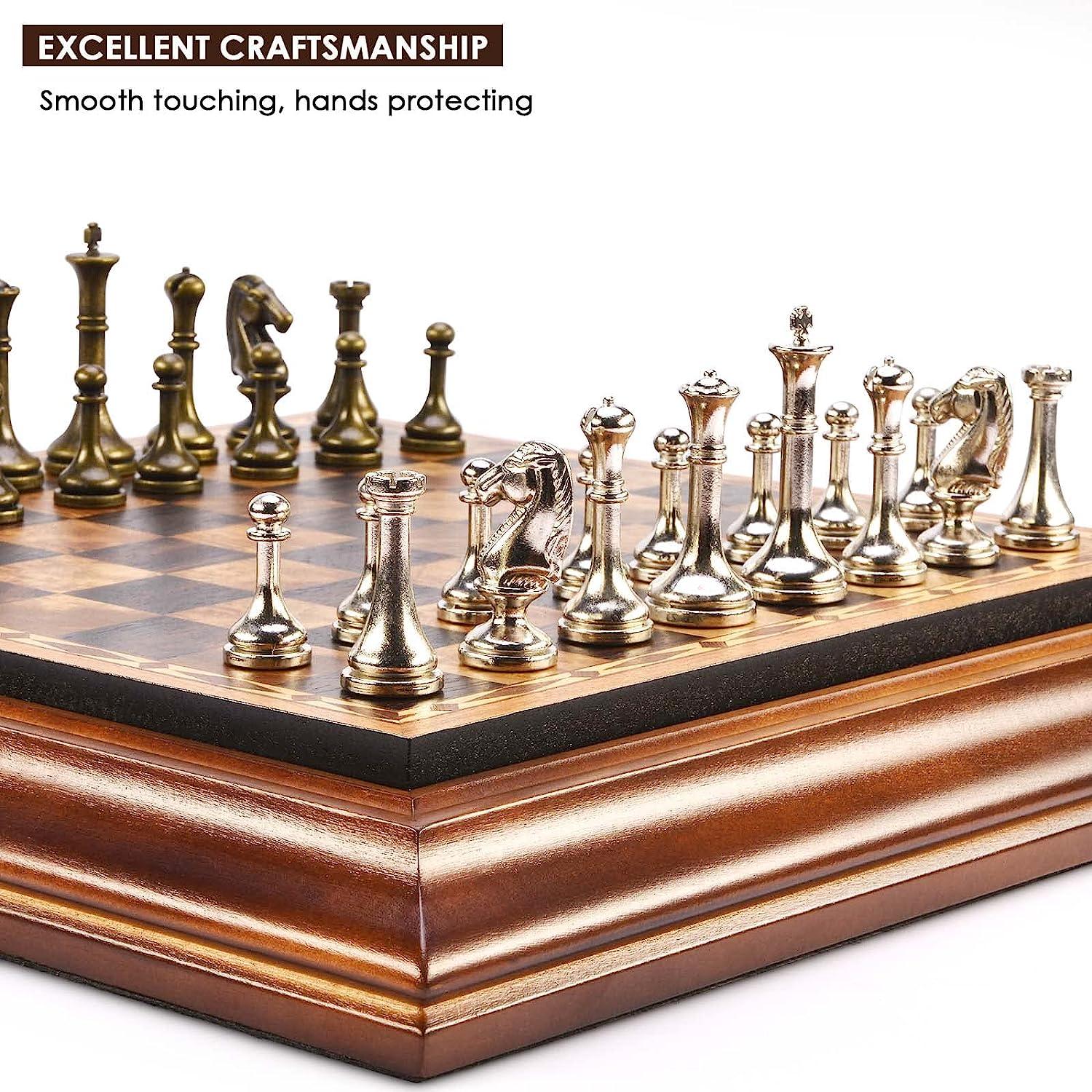Metal Chess Set with Wooden Detachable 36*36*4.8cm Board – auloves
