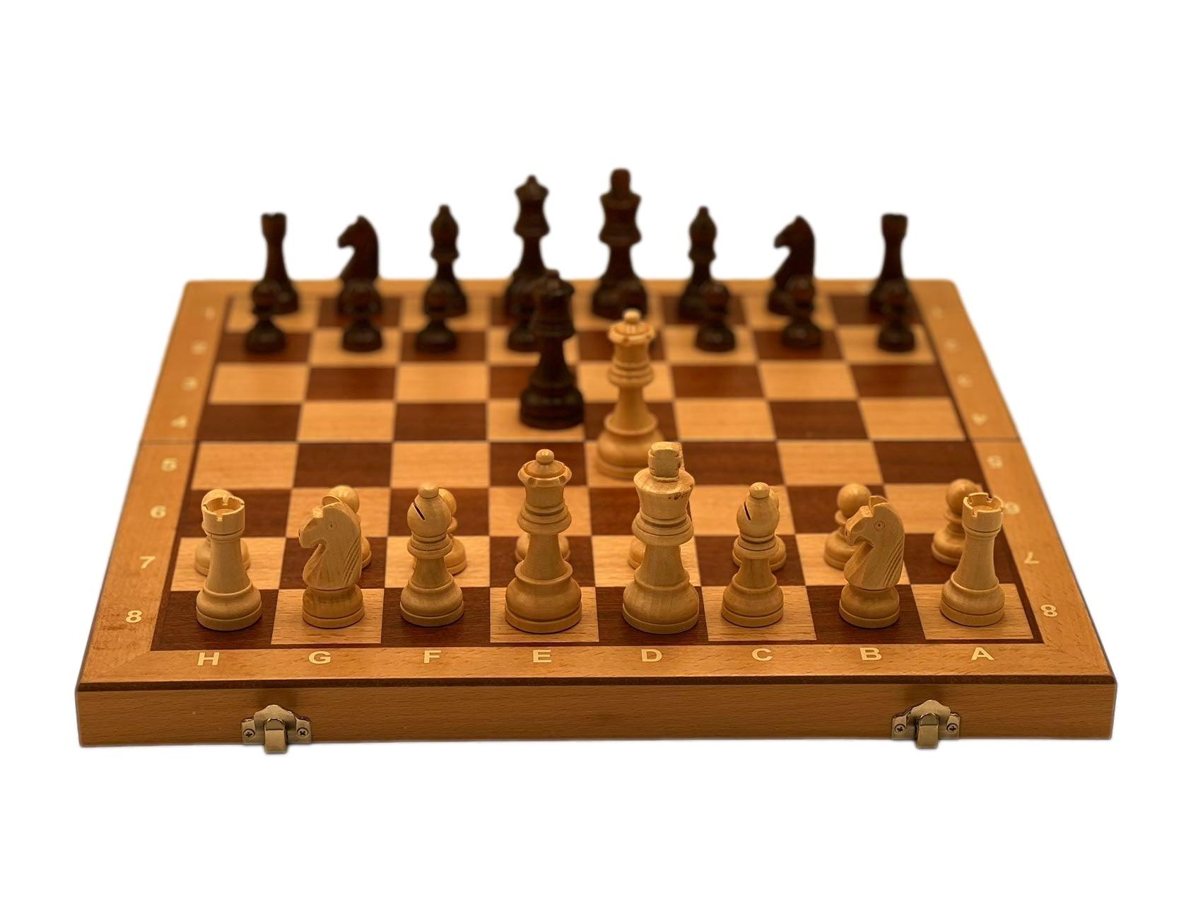Premium 40cm Magnetic Large Chess Set Wooden Timber Oak Folding Board ...