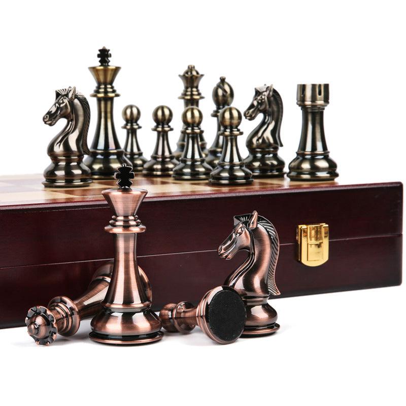 39*39*3.5cm Upscale Metal Chess Set Large Folding Board Zinc Alloy Tin ...