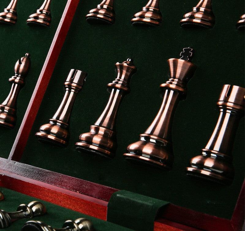 39*39*3.5cm Upscale Metal Chess Set Large Folding Board Zinc Alloy Tin ...